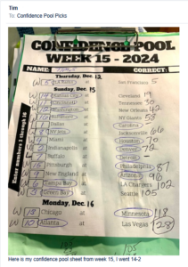 2024 Week 16 Regular Confidence Pool Picks – | CONFIDENCE POOL PICKS